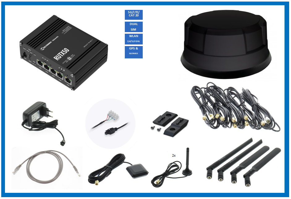 dietzshop.de - 5G/WLAN Router Teltonika RUTX50B mit ANT515 schwarz